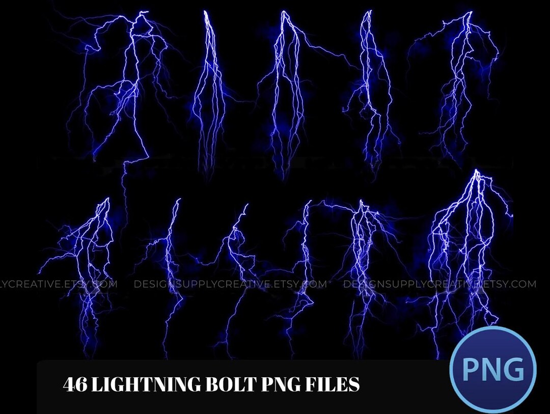 46 X Digital Overlays Clipart Lightning Bolt Flash Thunderstorm Effects ...