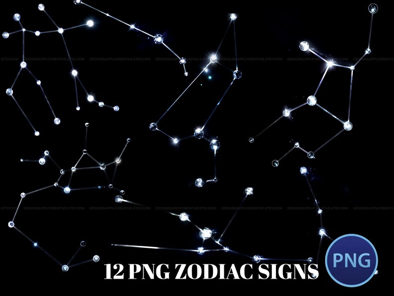 12 PNG Zodiac Signs Pack Fantasy Crystal Starlight Twelve ...