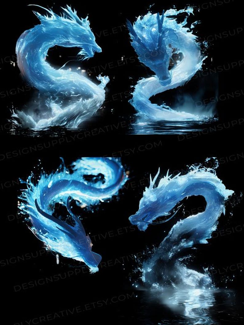 48 PNG Value Pack Dreamy Fantasy Blue Crystal Dragon Transparent High ...