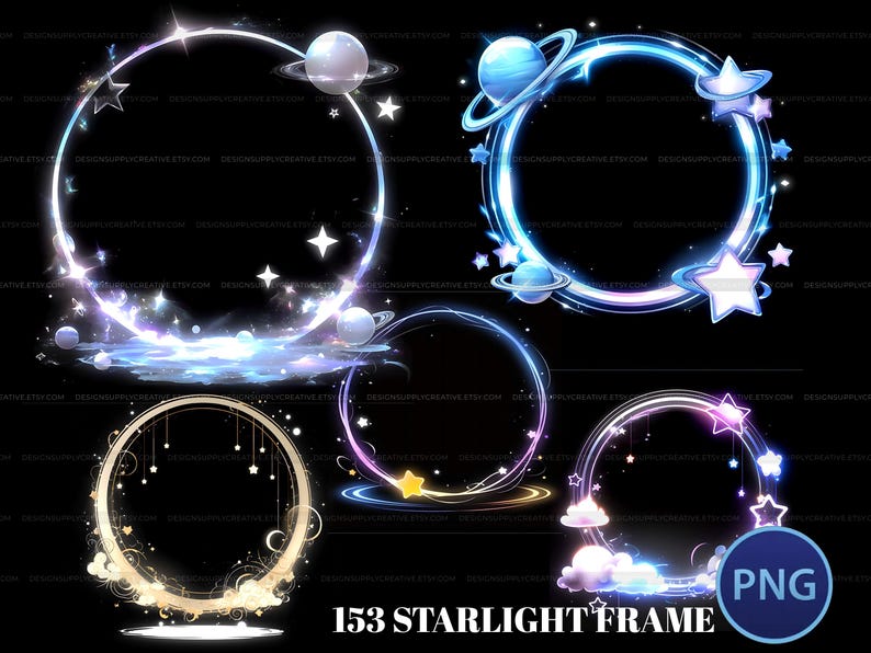 153 PNG Overlay Dreamy Effect Moon Star Starlight Wreath Frame Circle ...