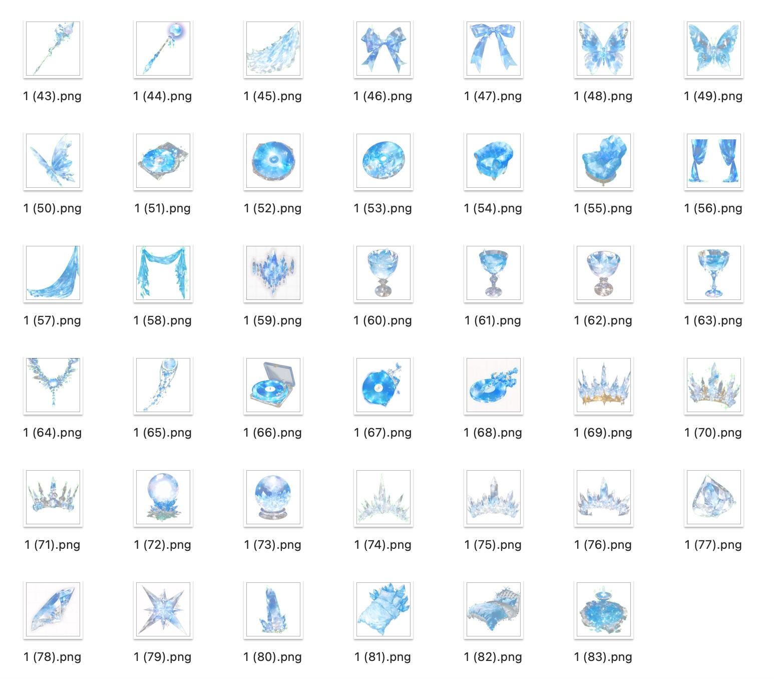 83 PNG Value Pack Translucent Ice Crystal World Feather Rose Bow ...
