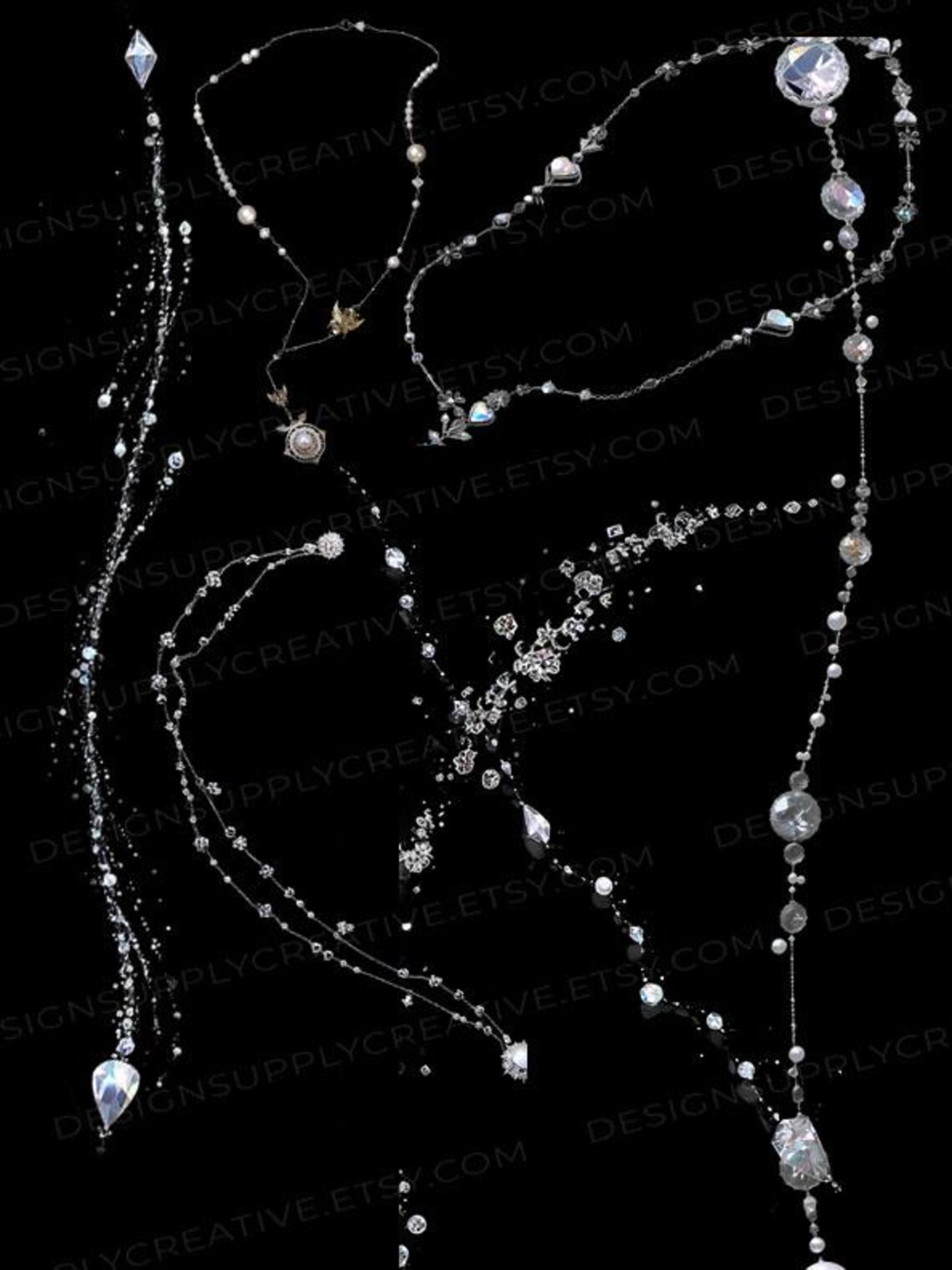 173 PNG Overlay Crystal Pearl Chain Bead Necklace Jewelry Effect Art ...