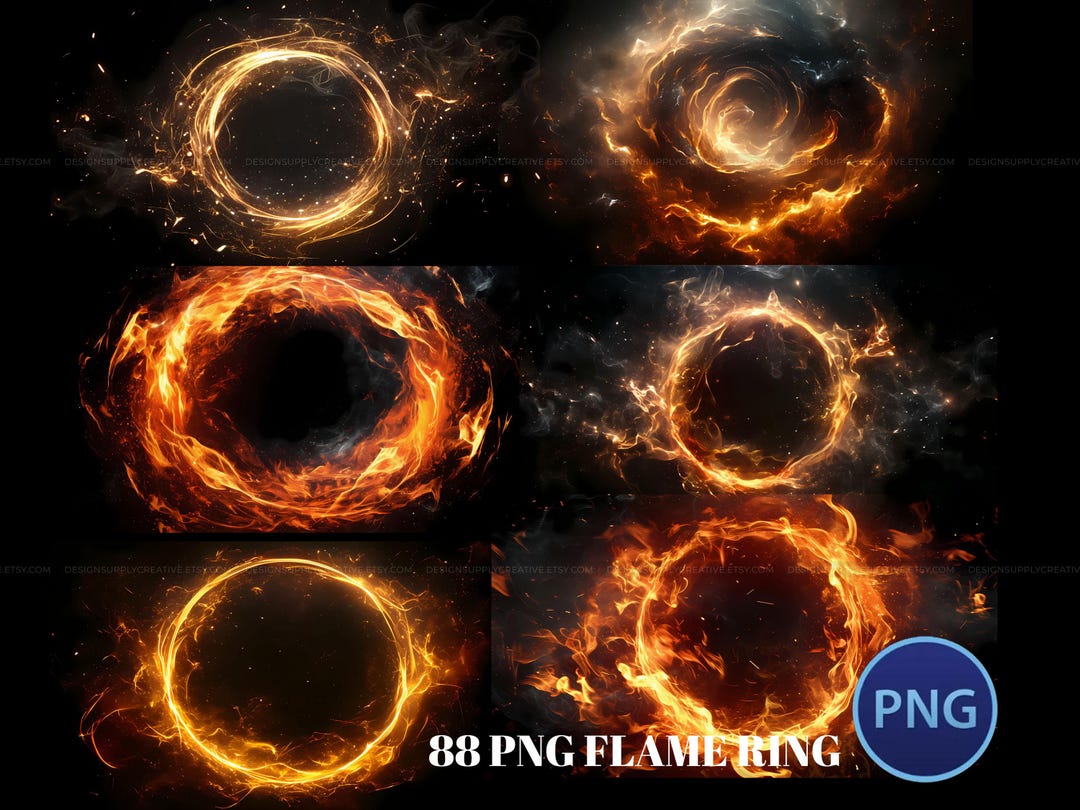88 PNG Pack Flame Fire Red Burning Ring Frame Effect Free Cutout ...