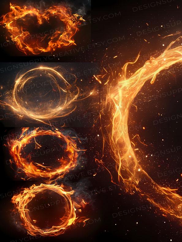 88 PNG Pack Flame Fire Red Burning Ring Frame Effect Free Cutout ...