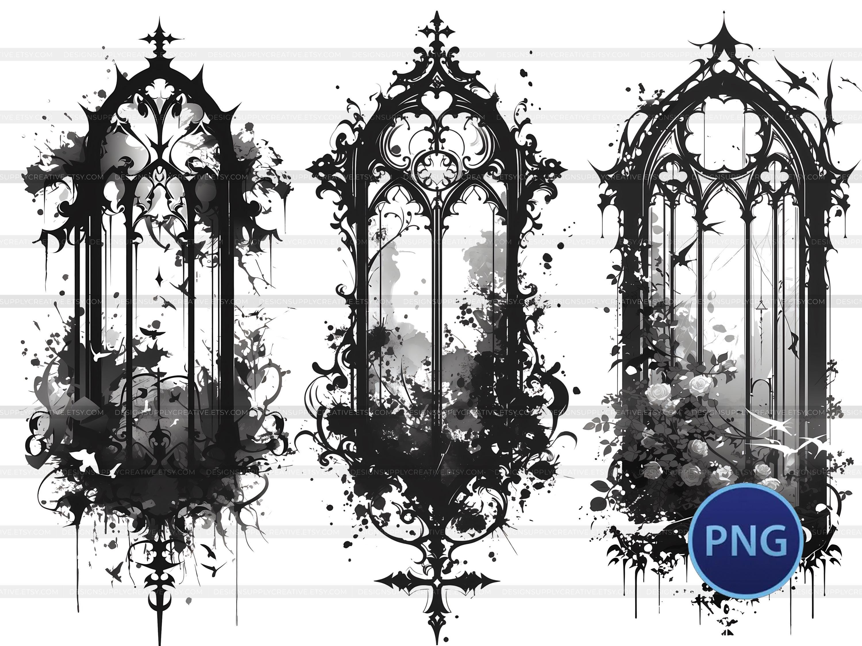 172 PNG Frame Long Strip Border Overlay Effect Gothic Goth Black Tone ...