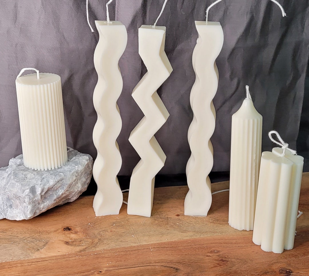 Zig Zag Wavy Pillar Candle - Etsy