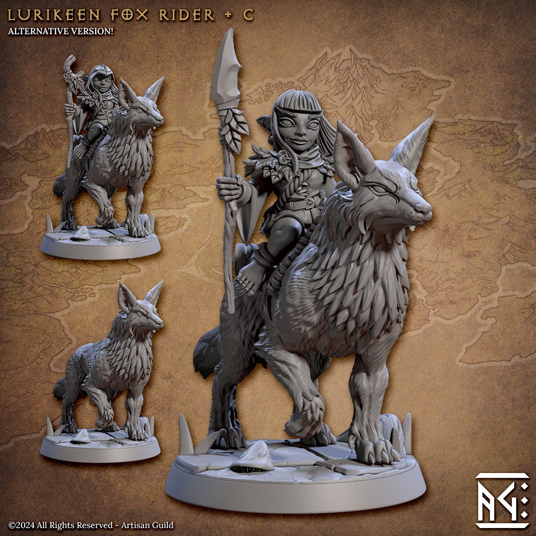 Fox Riders 3D Printed Miniature Fantasy Miniature tabletop Miniature ...