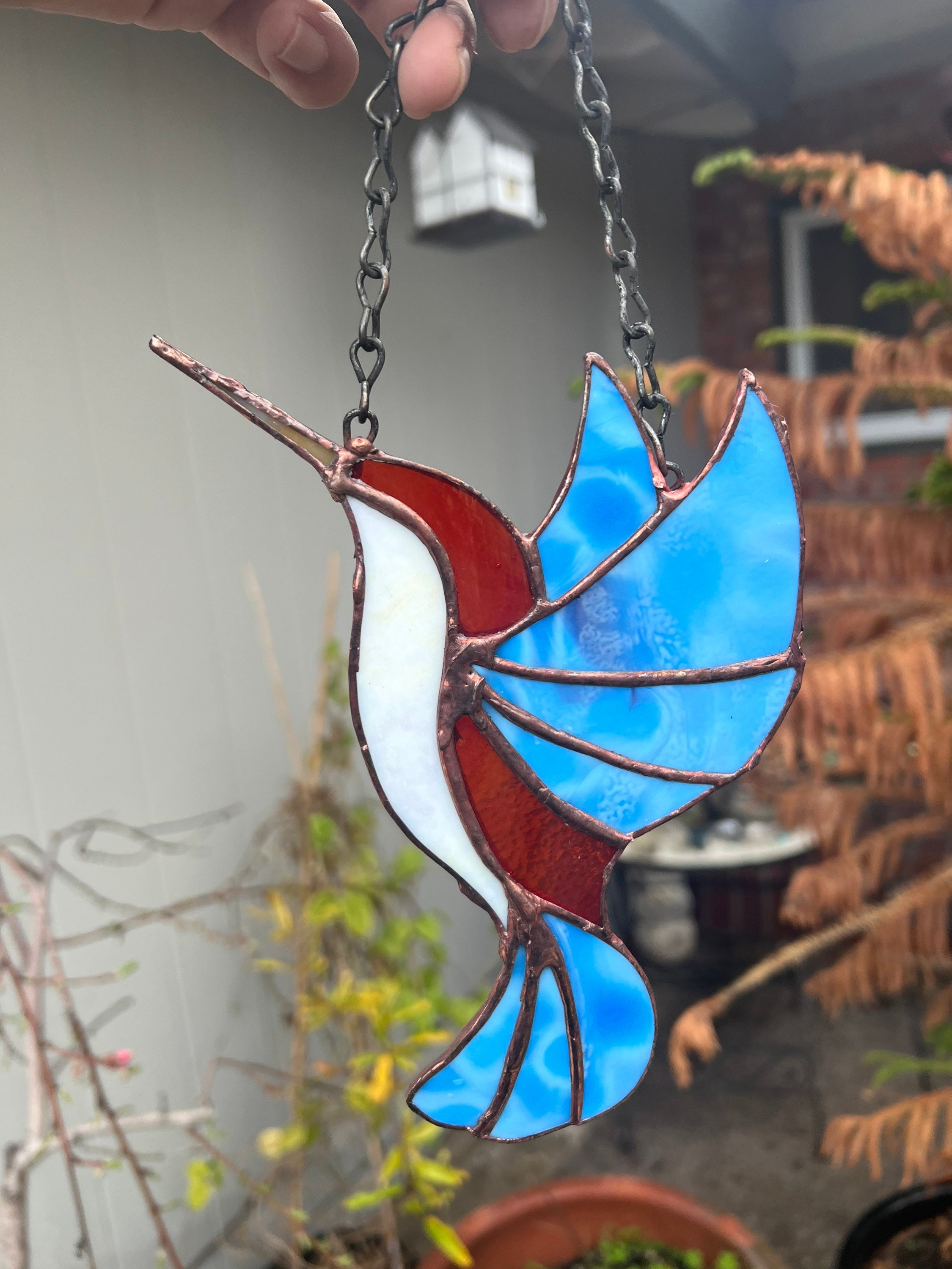 Indoor Hummingbird Colibri Stained Glass (6.5x5 Inch Approx) Wavy ...