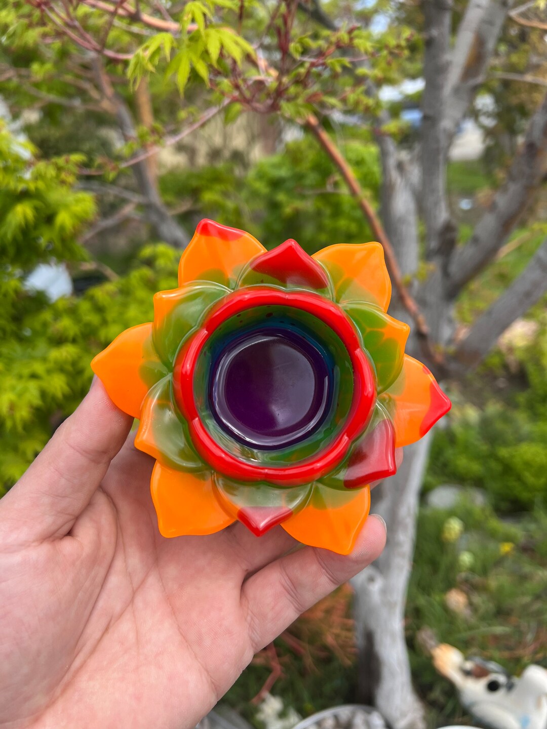 3x3x2 Handmade Epoxy Lotus Flower Multicolor Candle Holder Ash Tray ...