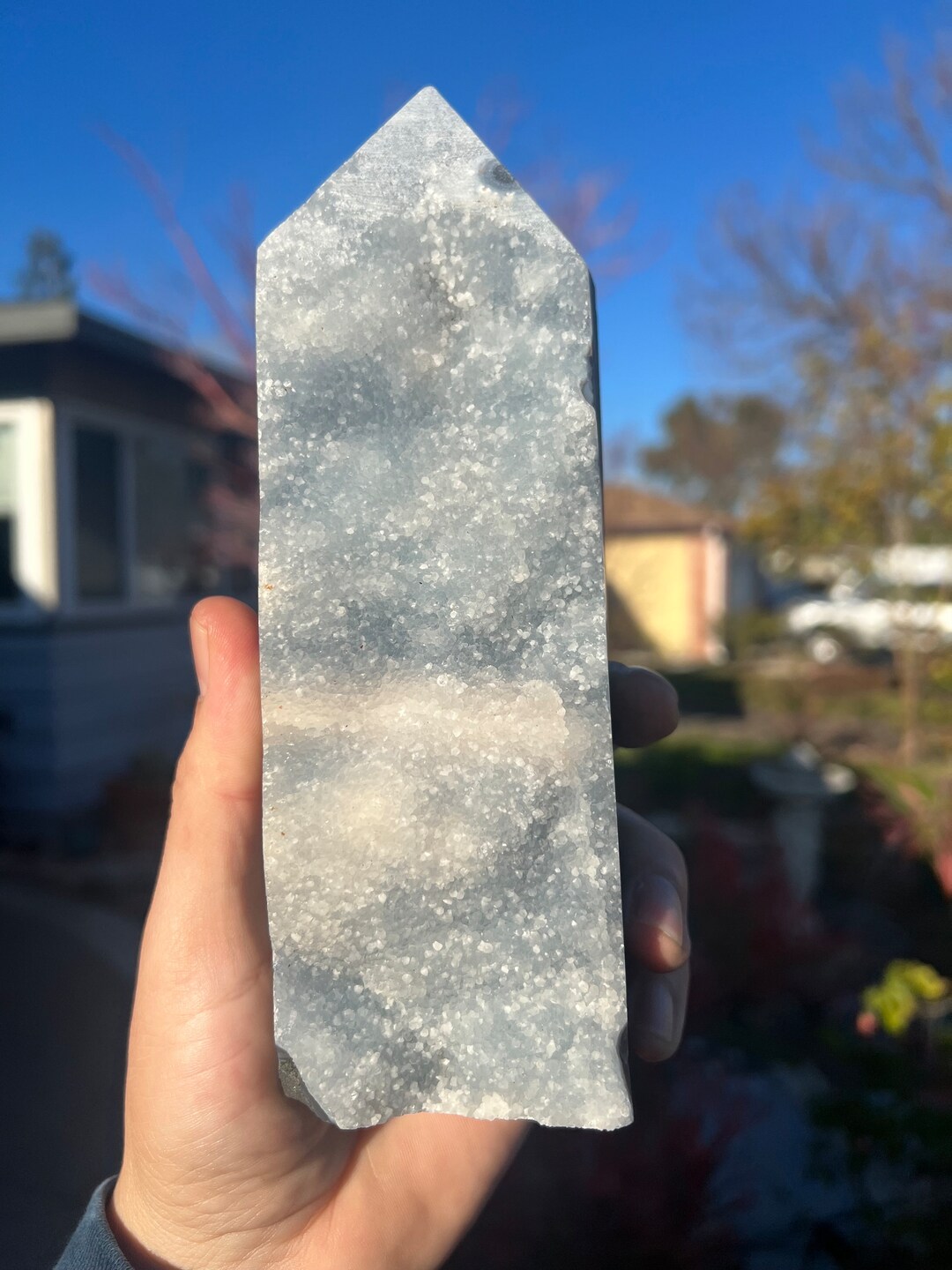Blue Apophyllite 3.16lbs! Crystal Tower! (8x2.5x3 Inch Approx) Amazing ...