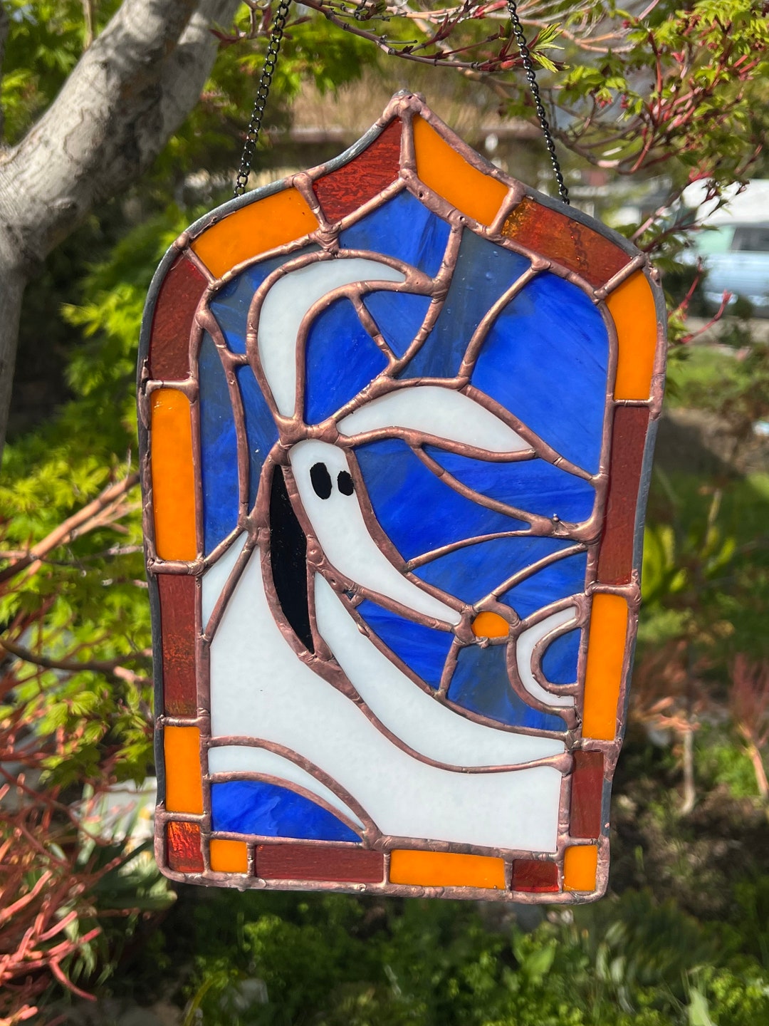 Zero Ghost Dog Nightmare Before Christmas Handmade TNBC Stained Glass ...