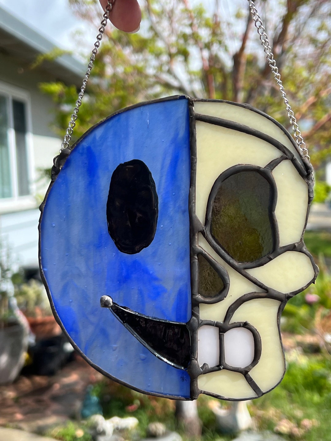 Handmade Half Smiley Face Half Skull Trippy Dope Hippy 60s 70s 90s ...