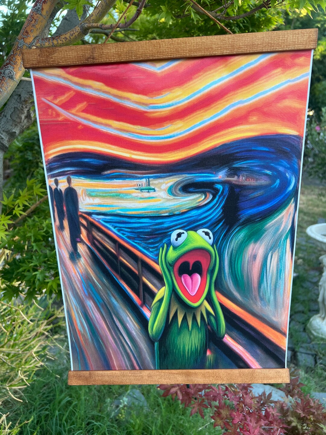 17x12 Inch Kermit the Frog, Edvard Munch, the Scream Hanging Canvas ...