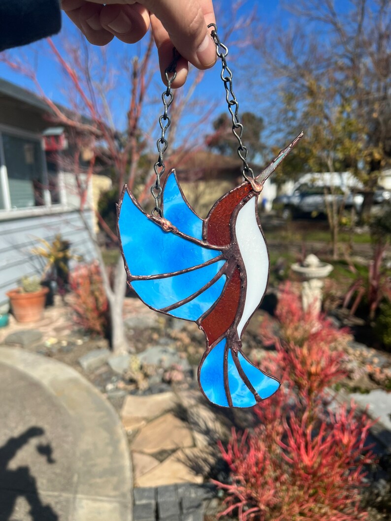 Indoor Hummingbird Colibri Stained Glass (6.5x5 Inch Approx) Wavy ...