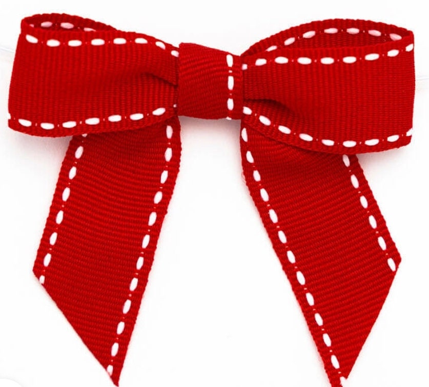 Grosgrain Stitch Twist Tie Bows Large 2 Loops X 3-1/4in Span, 2 Tails X ...