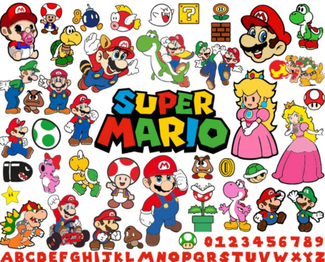Mario Svg Bundle, Mario Png, Mario Font, Cricut, Clipart, Sublimation ...