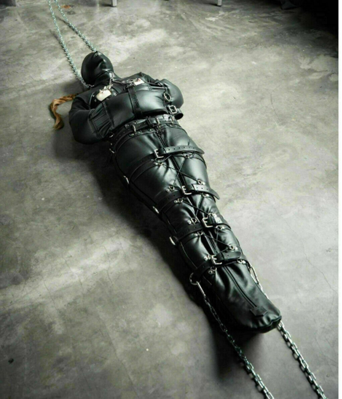 Mummy Seductive Bondage Bag Real Leather Sleep Sack Bondage Body Bag