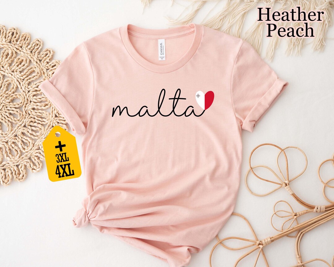 Malta Shirt With Maltese Flag Heart, Cute Minimalist Malta Tee, Country ...