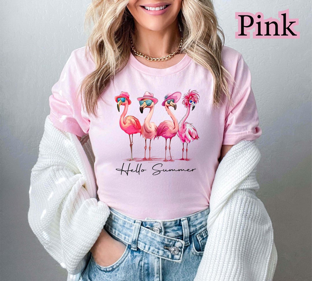 Hello Summer Flamingo Shirt, Pink Flamingo Shirt, Summer Beach Shirt ...