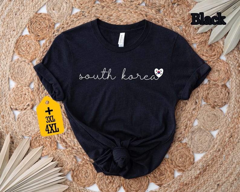 South Korea Shirt With Heart Flag Design, Minimalist Korean Pride Shirt ...