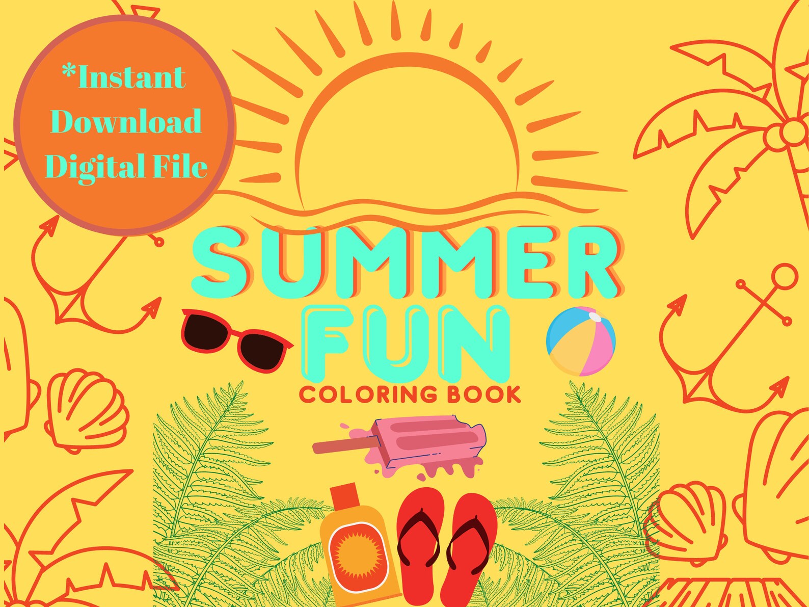 Summer Printable Coloring Book, 22 Coloring Pages, Summer Activity ...