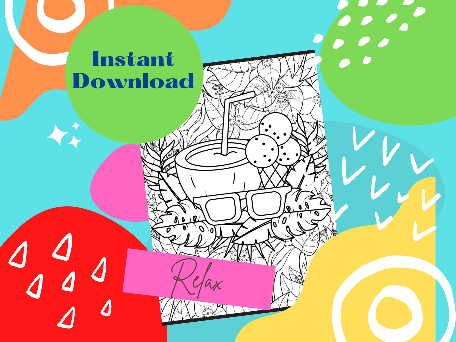 Summer Printable Coloring Book, 22 Coloring Pages, Summer Activity ...
