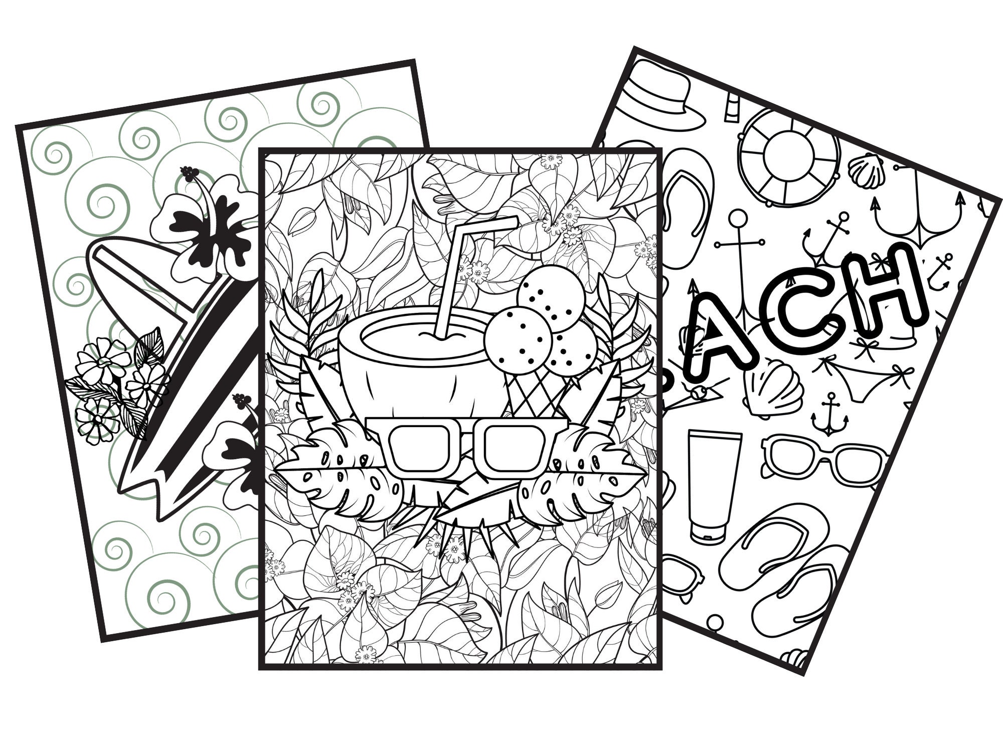 Summer Printable Coloring Book, 22 Coloring Pages, Summer Activity ...