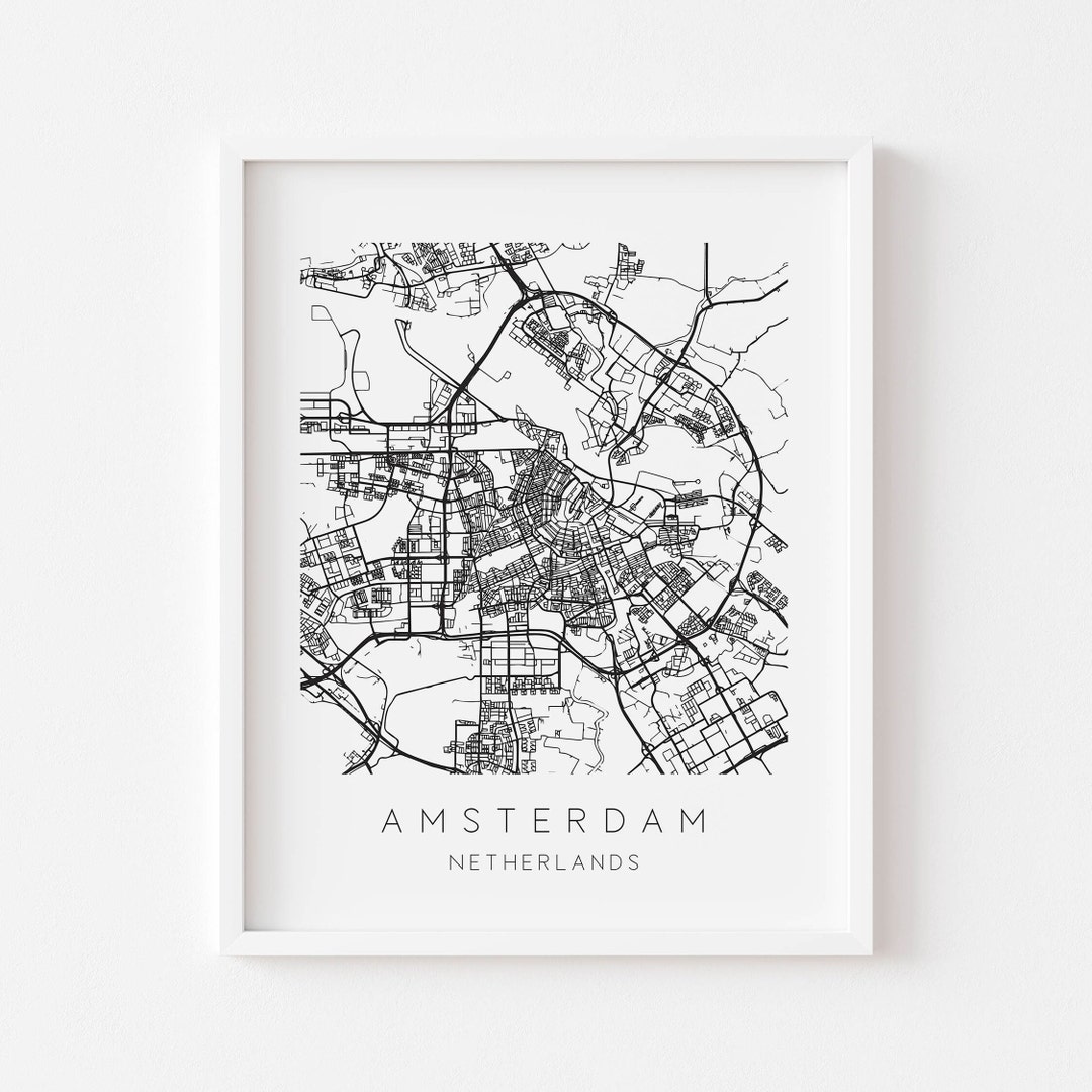 Amsterdam Map Print - City Map Poster - Amsterdam Wall Print ...