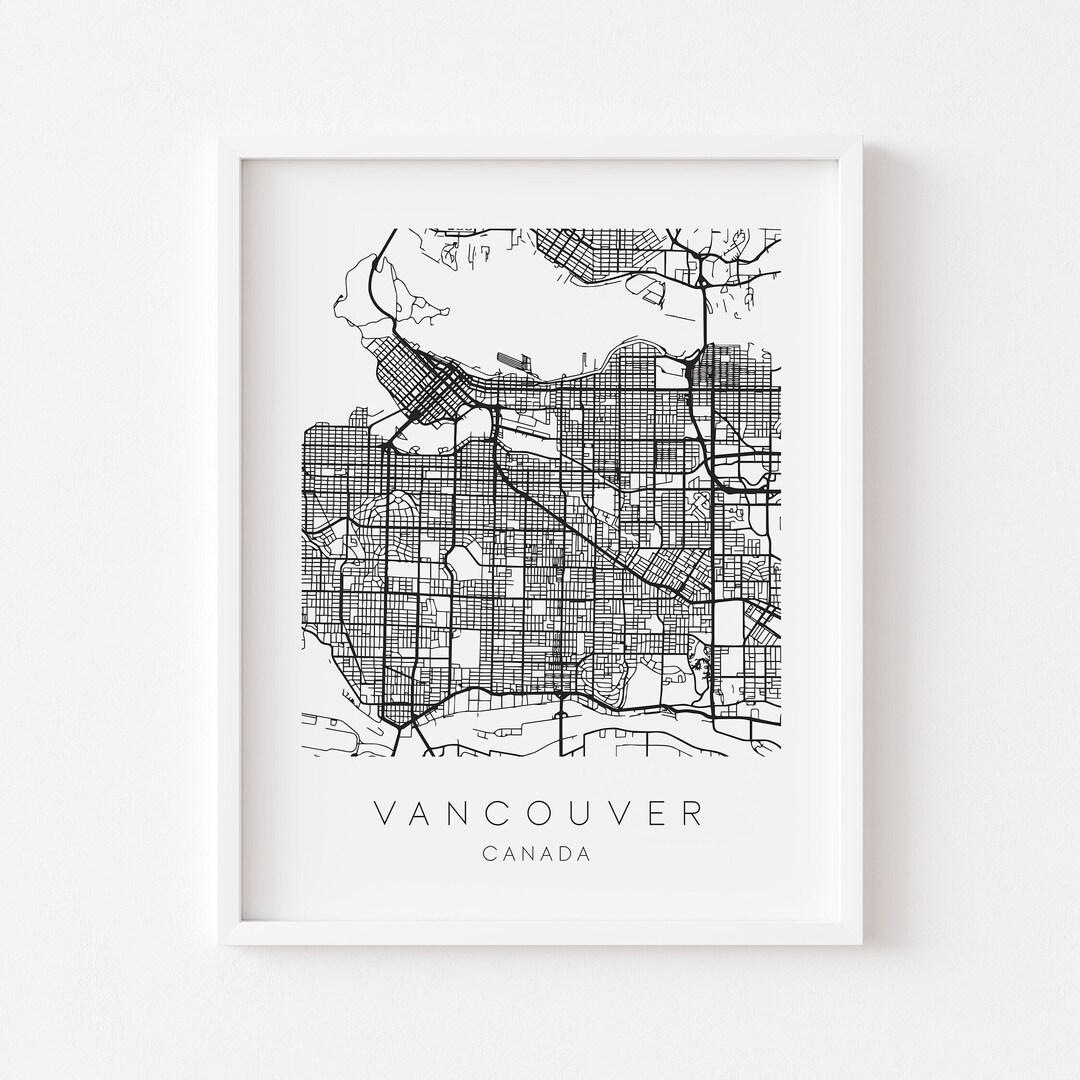 Vancouver Map Print - City Map Poster - Vancouver Wall Print - Canada ...