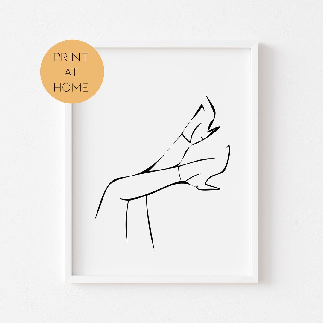 Woman Body Line Art Print - Abstract Minimal Print - Black and White ...