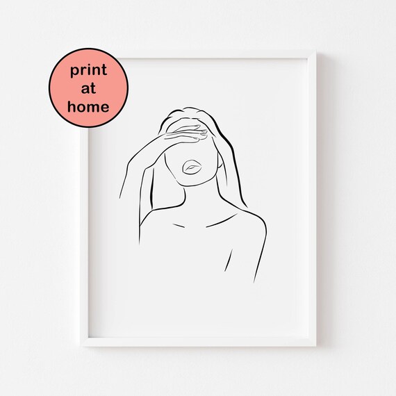 Woman Body Line Art Print Abstract Minimal Print Black and | Etsy