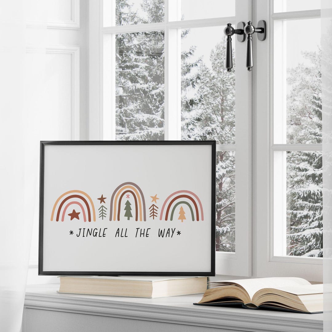Jingle All the Way Print: Boho Christmas Rainbow Wall Art - Etsy