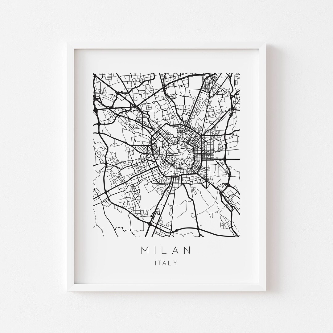 Milan Map Print - City Map Poster - Milan Wall Print - Italy Wall ...