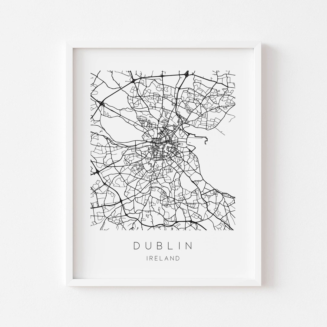 Dublin Map Print - City Map Poster - Dublin Wall Print - Ireland Wall ...