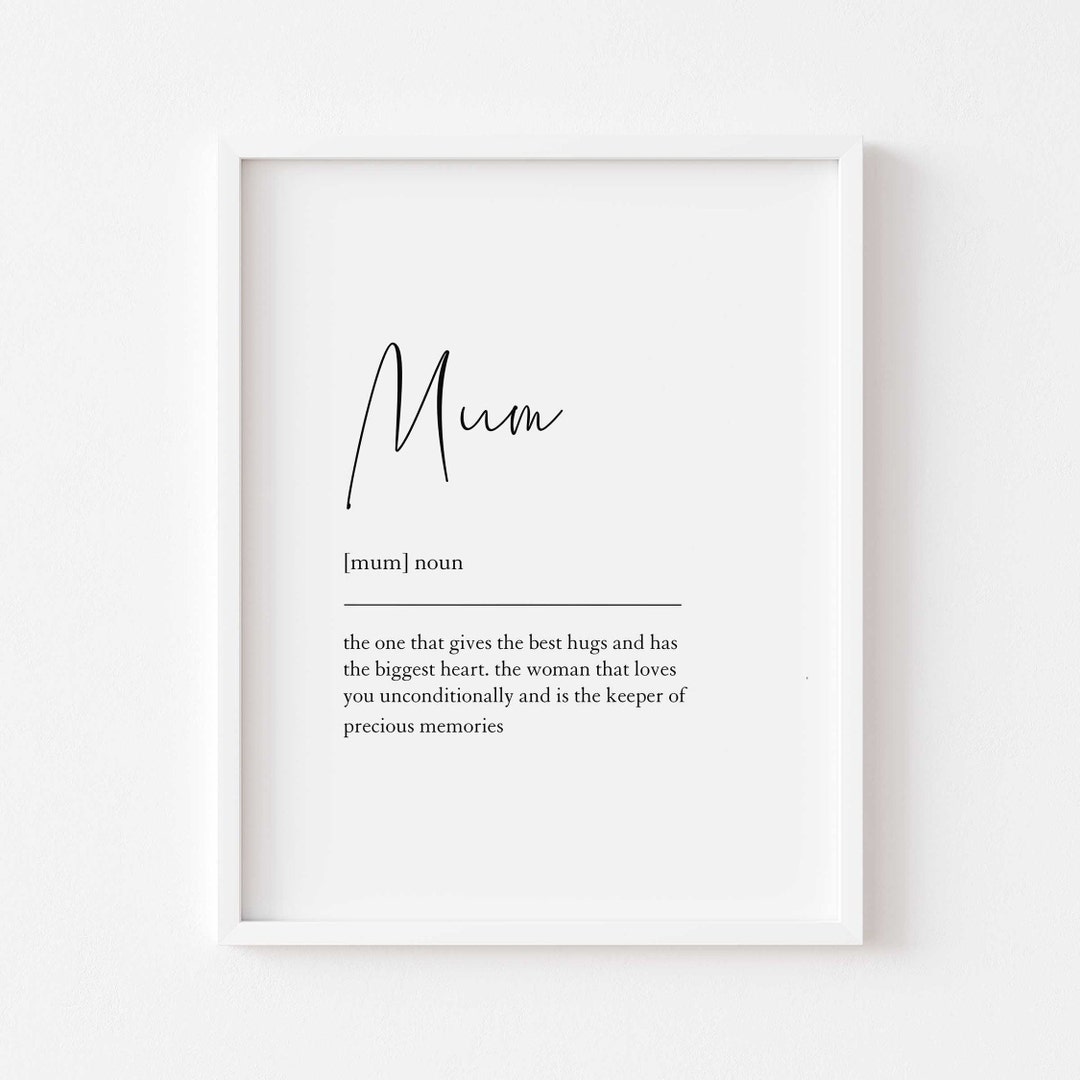 Mum Definition Print - Personalised Christmas Gift for Mum Mom Mam ...