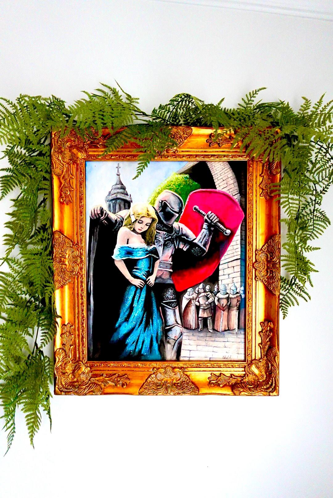 Fantasy Art, Knight, Princess, Gold Frame, Cross Symbol, Christian ...