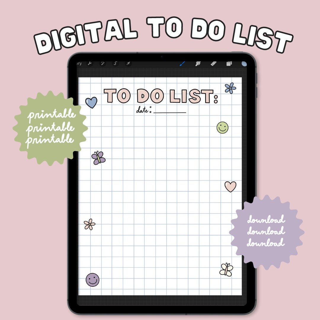 Super Cute Digital to Do List Download for iPad and Tablet Planning ...
