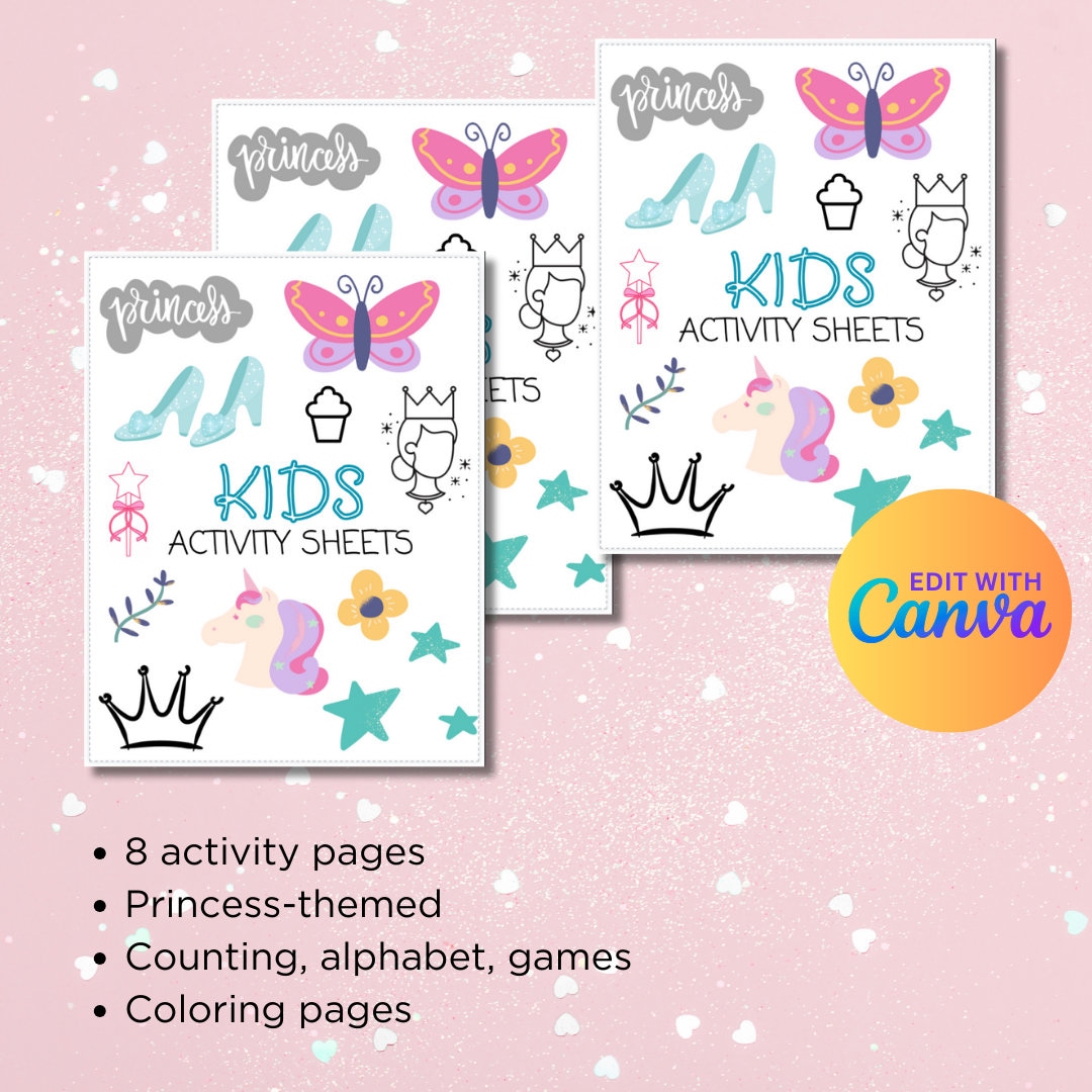 Editable Kids Activity Pack Girls Princess Unicorns Flowers Ballerinas ...
