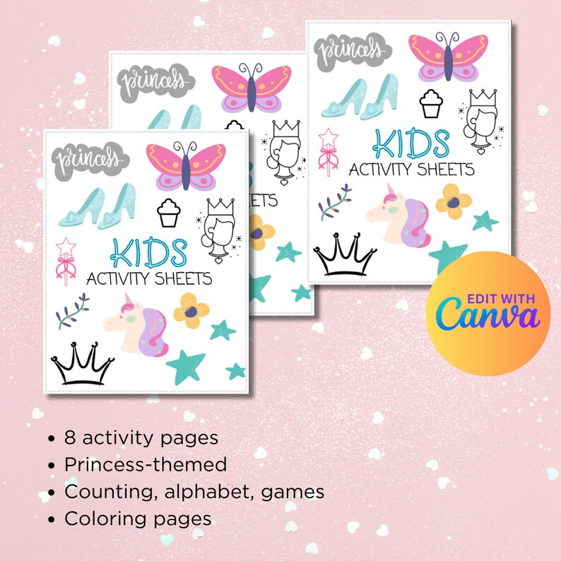 Editable Kids Activity Pack Girls Princess Unicorns Flowers Ballerinas ...