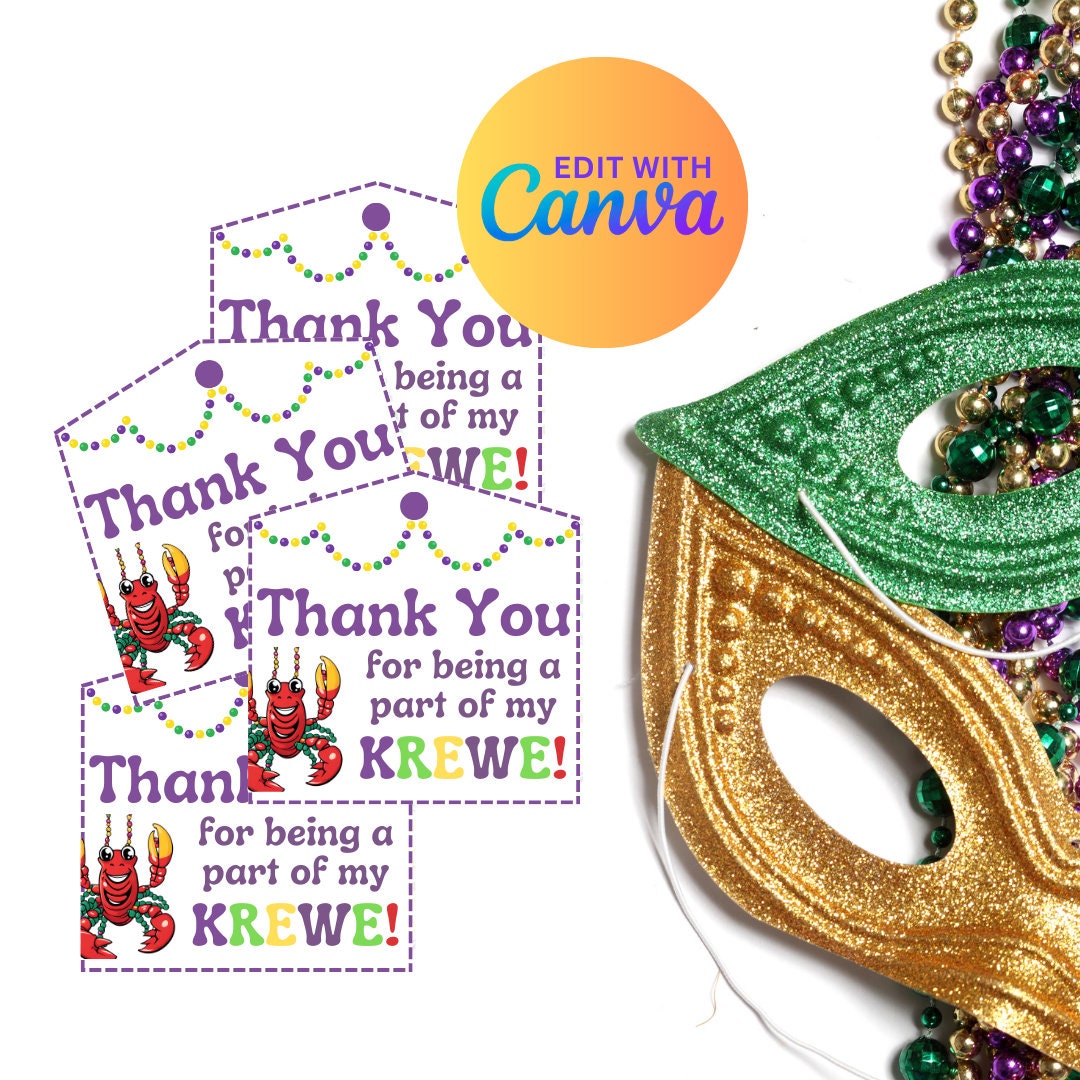 Editable Printable Mardi Gras Real Estate Pop by Tag Template: Krewe - Etsy
