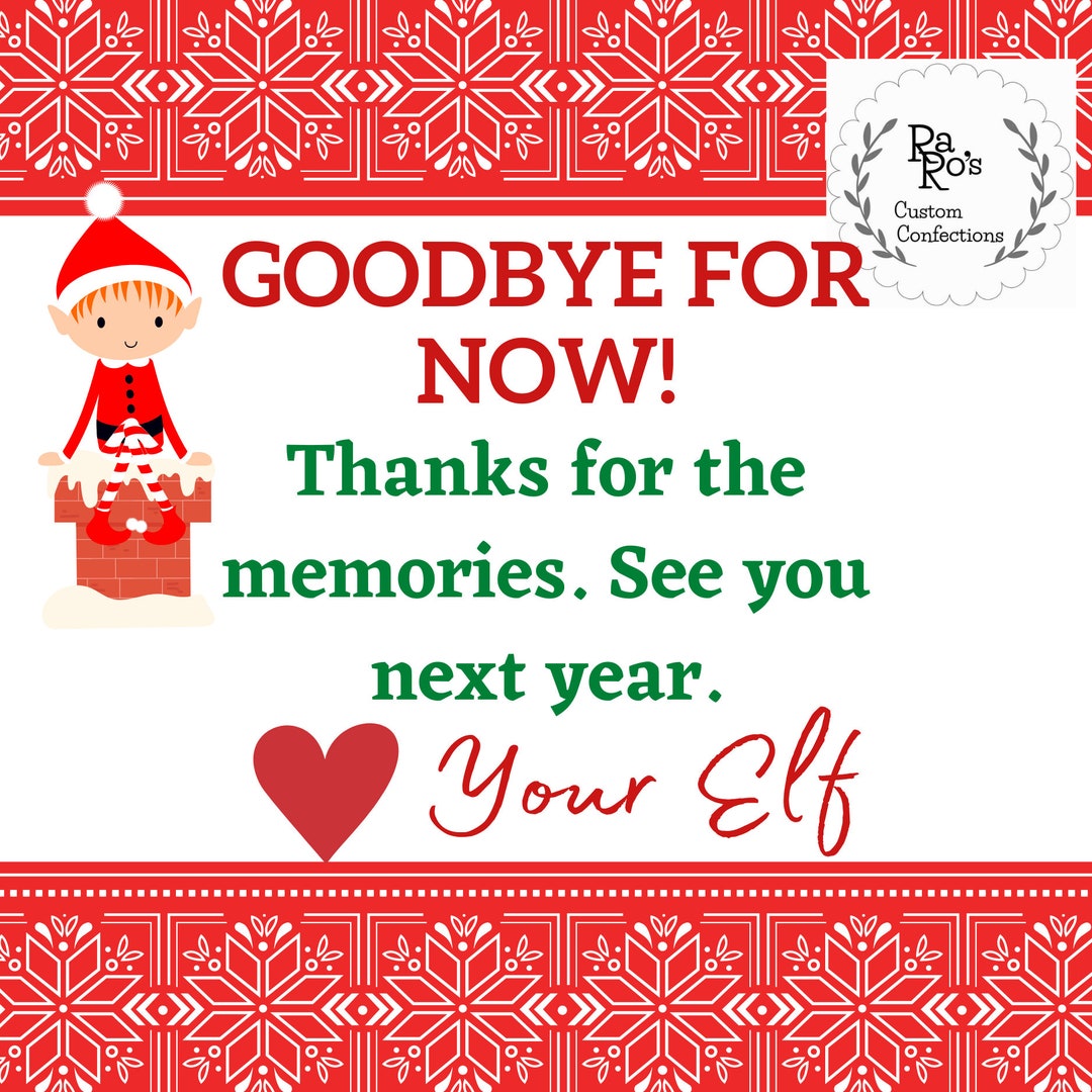 Goodbye Elf Christmas Tag / Sticker / Poem From the North Pole Helper ...