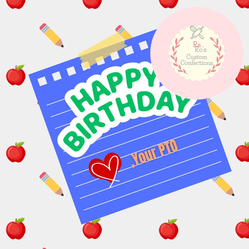 Apple Pencil School Theme Happy Birthday Tag for PTO Use - Etsy