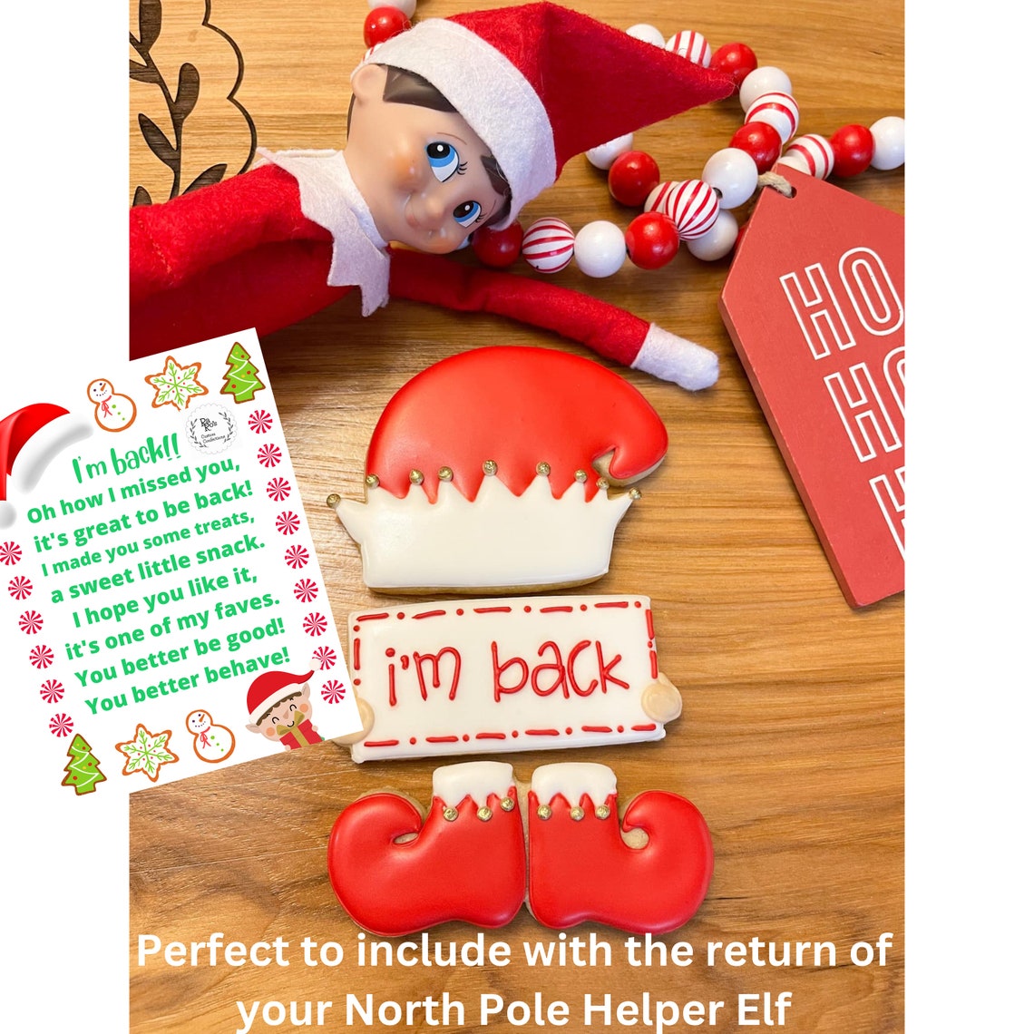 I'm Back Elf Christmas Tag / Sticker / Poem From the North Pole Helper ...