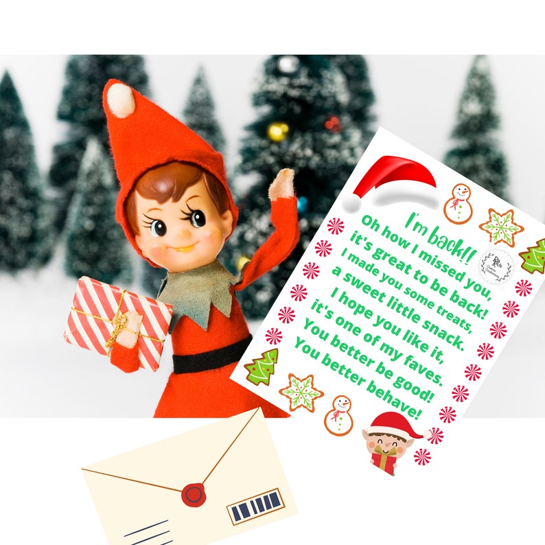 I'm Back Elf Christmas Tag / Sticker / Poem From the North Pole Helper ...