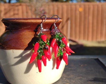 Chili Pepper Stud Earrings / Ret Hot Pepper / Hot Chili Food Jewelry - Etsy
