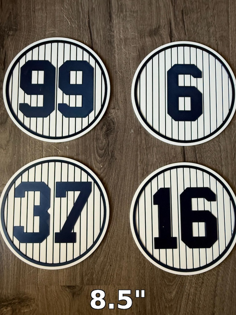 Blemished Baseball Number Wall Plaque | Retired & Active Numbers | 3D ...