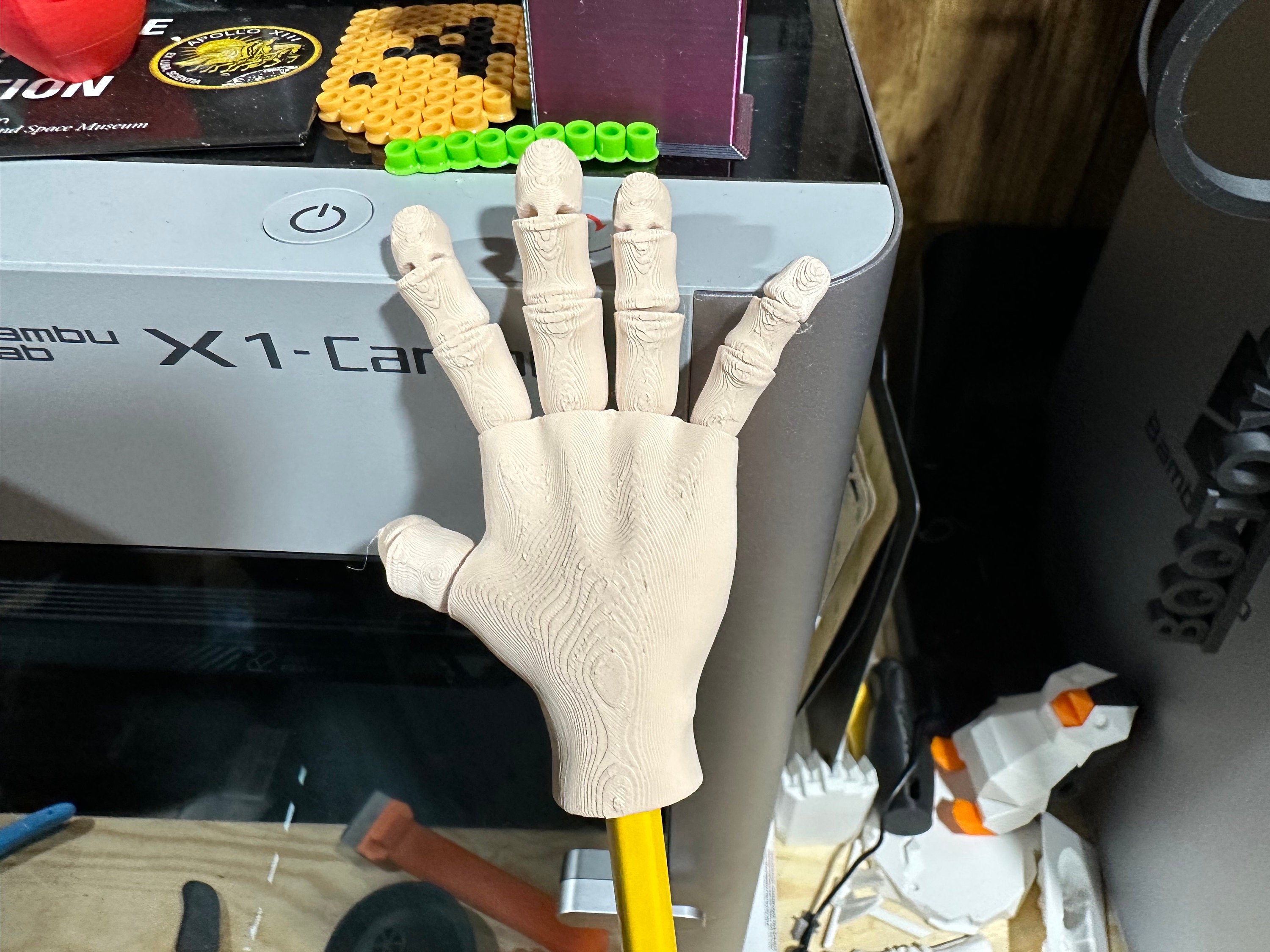 3D Printed Articulated Hand Pencil Toppers | Skeleton & Regular Hands ...