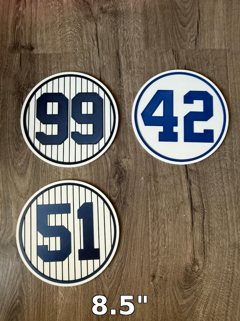 Blemished Baseball Number Wall Plaque | Retired & Active Numbers | 3D ...