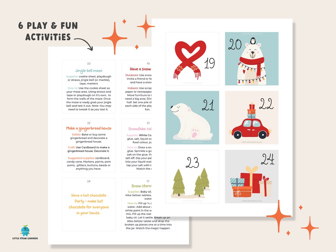 DIGITAL DOWNLOAD Printable Christmas Activity Cards Family Kids Advent ...