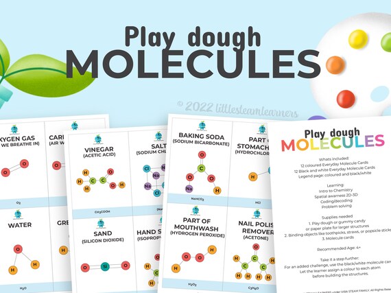 Playdoh Molecules Science Printables Homeschool Curriculum - Etsy